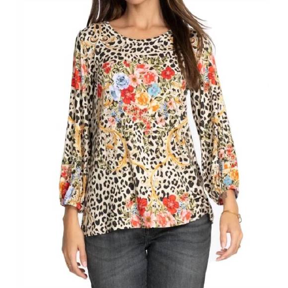 Johnny Was | Tops | New Johnny Was Cheetah Puff Sleeve Top In Multi ...